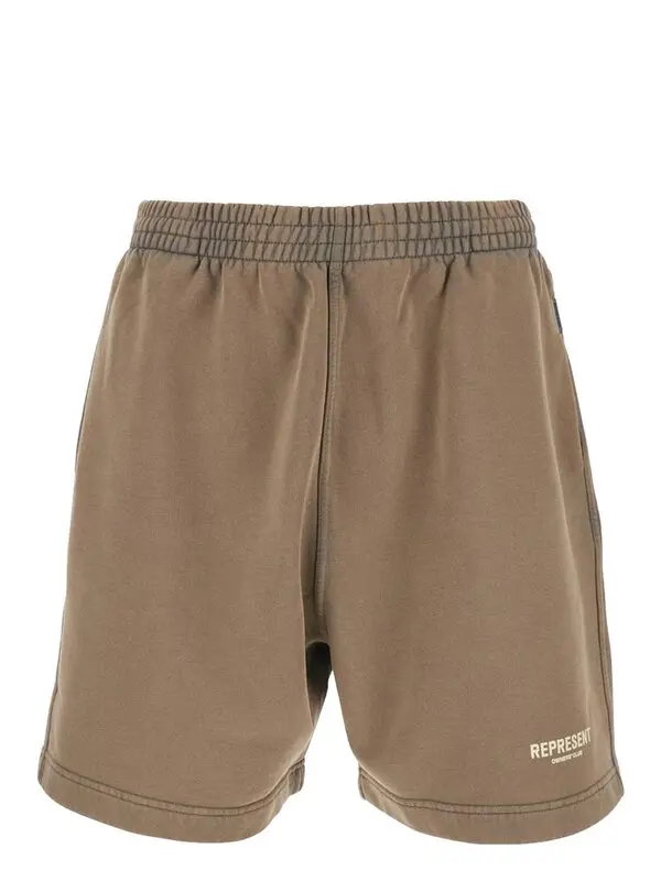 REPRESENT Cotton Shorts With Logo - Brown