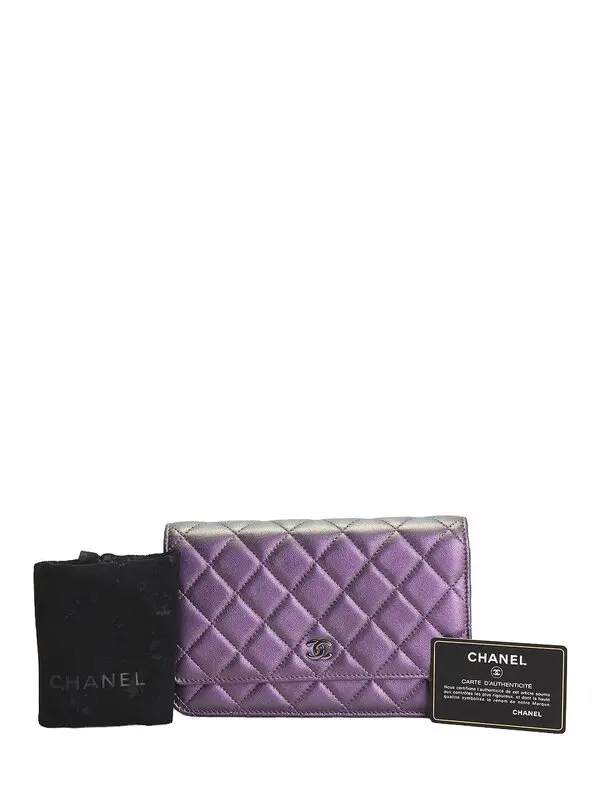 Chanel Lambskin Wallet On Chain - Purple