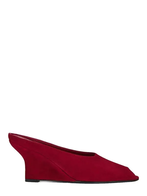 TOTEME Peep Toe Velvet Wedge - Red