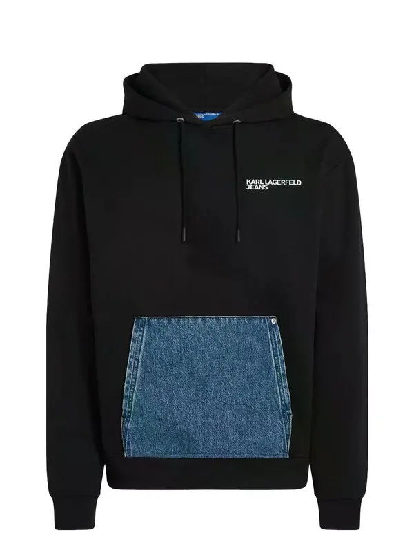Karl Lagerfeld Denim Pocket Hoodie - Black