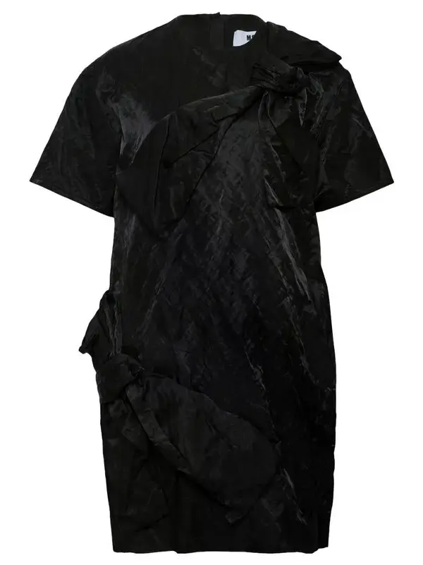 MSGM Crinkle Bow Mini Dress - Black