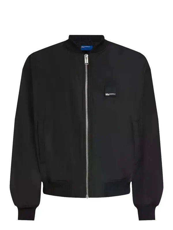 Karl Lagerfeld Zip-up Bomber Jacket With Logo Patch - Black