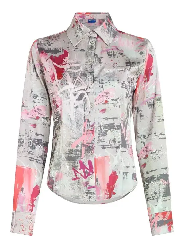 Karl Lagerfeld Paint Splatter Print Shirt - Grey