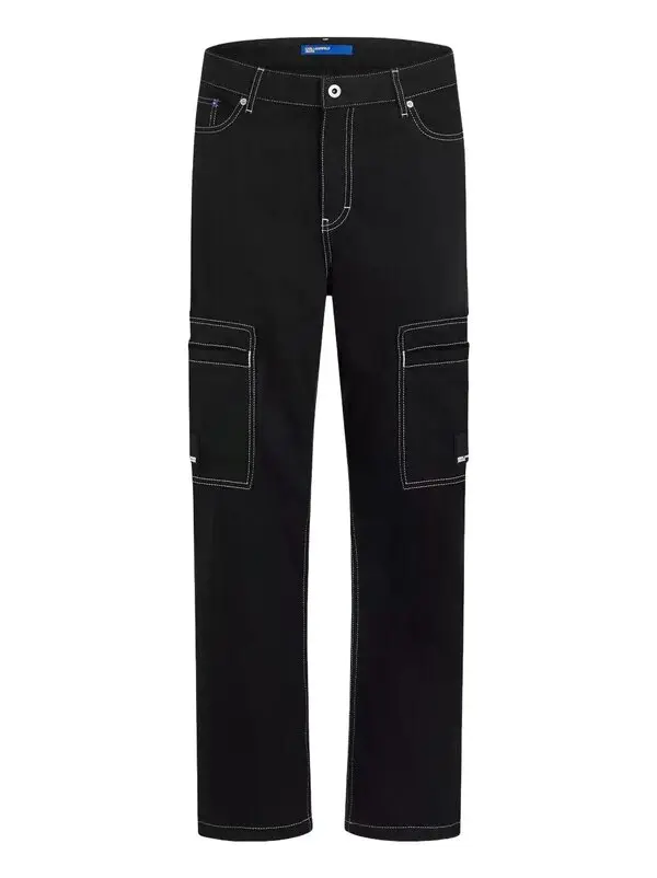 Karl Lagerfeld Contrast-stitching Cargo Trousers - Black