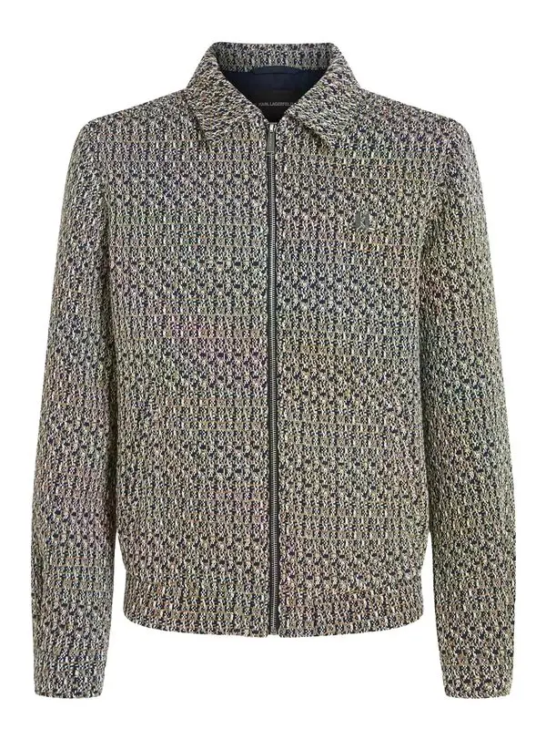 Karl Lagerfeld Zip-up Bouclé Tweed Jacket - Blue