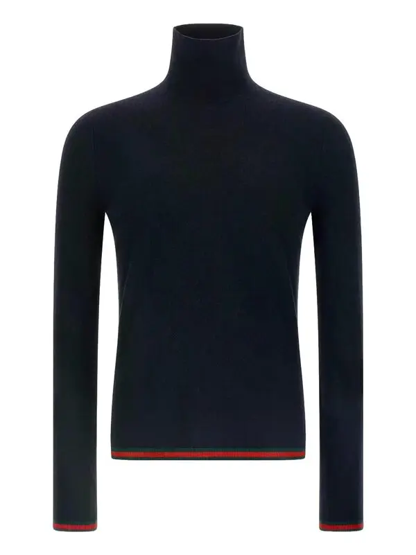 Gucci High-neck Web Cashmere Sweater - Blue