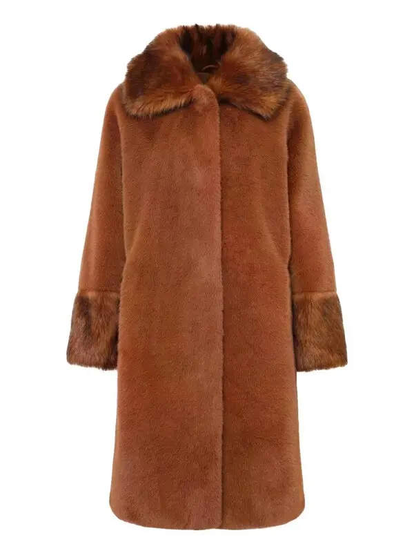 UNREAL FUR Timeless Faux-fur-trim Coat - Brown