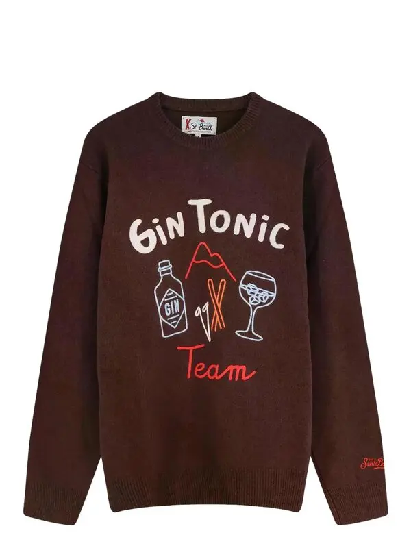 MC2 SAINT BARTH Logo-embroidered Long-sleeved Sweater - Brown