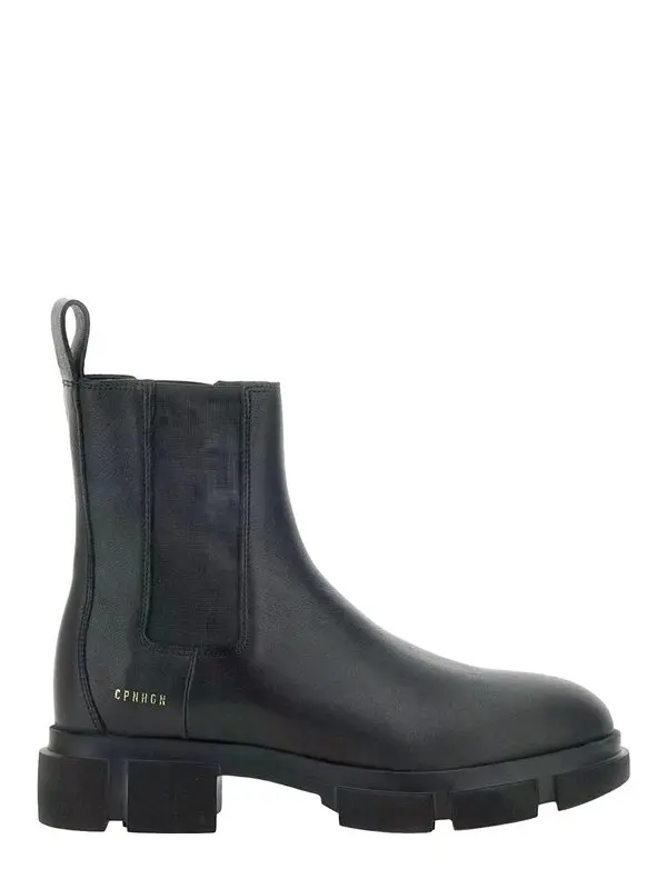 COPENHAGEN  Elasticated-panels Lug-sole Boots - Black