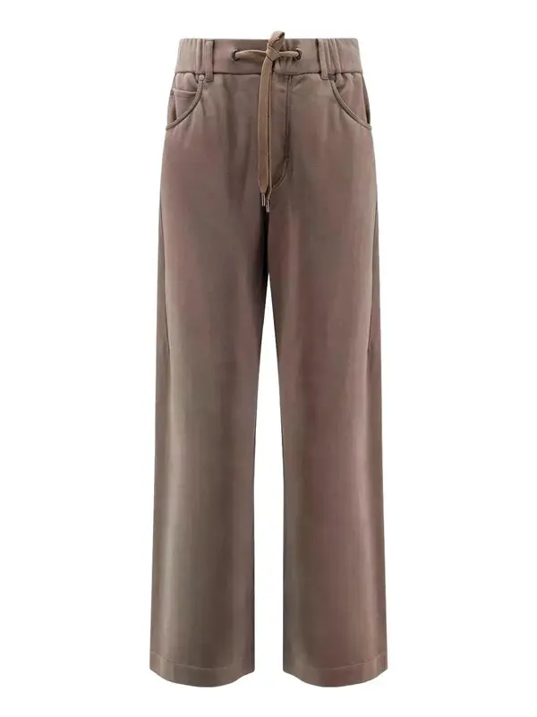 Brunello Cucinelli Elastic Drawstring Trousers - Brown