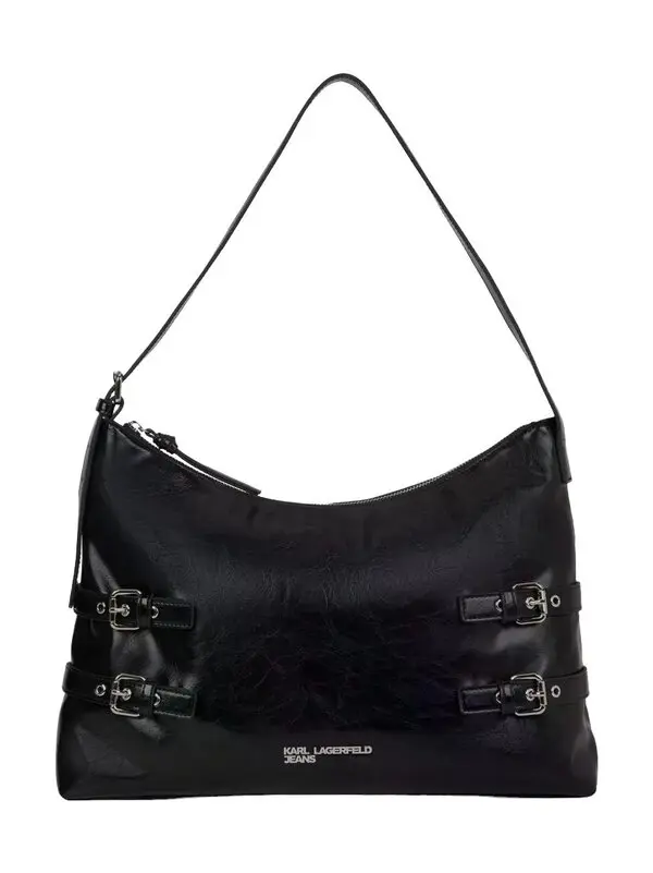 Karl Lagerfeld Buckle Detail Shoulder Bag - Black