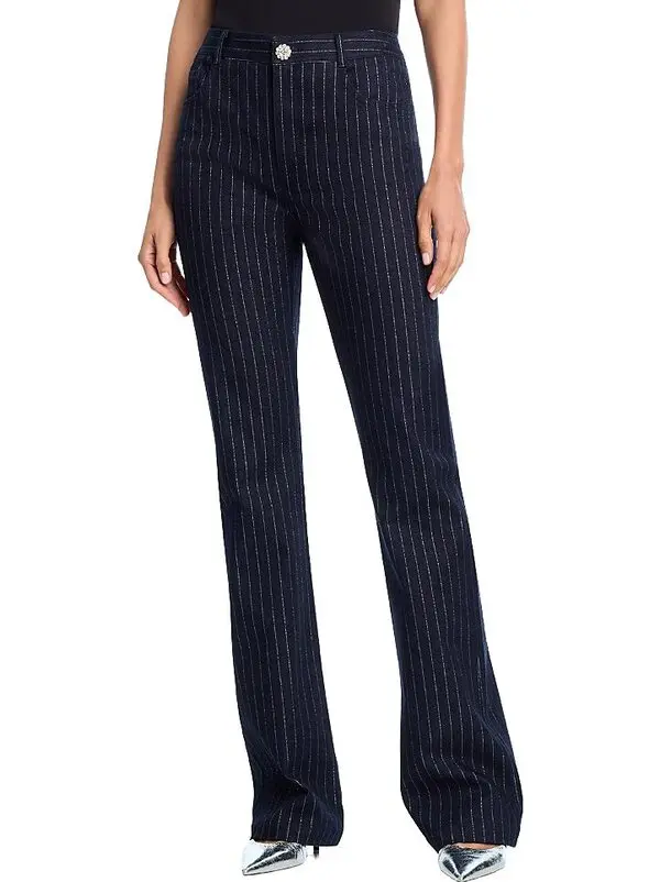 Cinq À Sept Shailene Metallic Pinstripe Pants - Indigo/silver