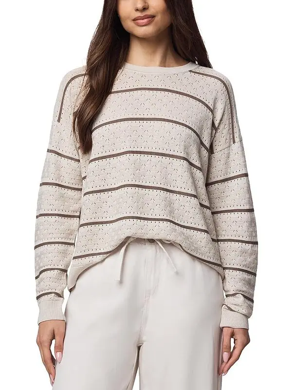 Splendid Georgie Pointelle Stripe Sweater - Pale Oak Heather