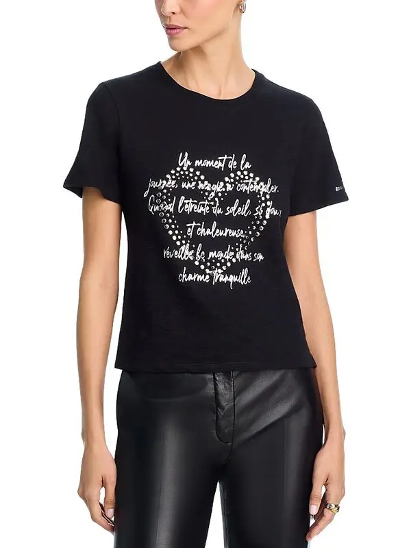 Cinq À Sept Studded Love Letter Shrunken Tee - Black/silver
