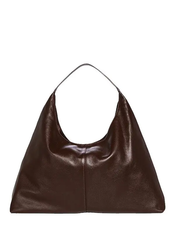 Aqua Slouchy Leather Hobo Tote - Chocolate
