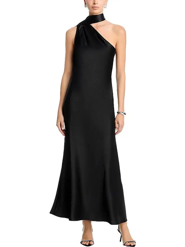 Aqua One-shoulder Maxi Gown - Black