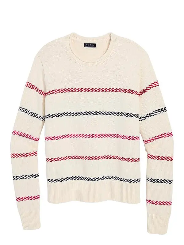 Vineyard Vines Katie Cotton Multi Stripe Sweater - Marshmallow