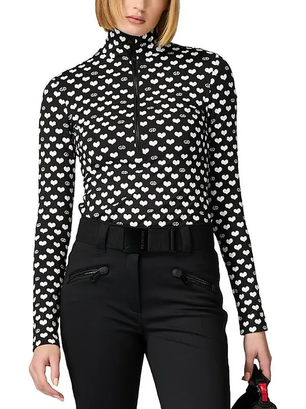 Goldbergh Cuori Half Zip Ski Top - Black Print