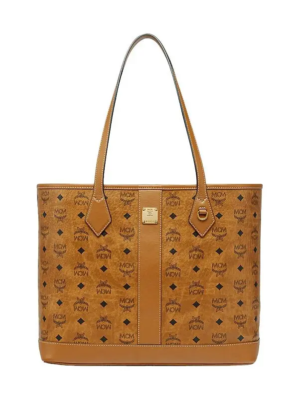 Mcm Liz Medium Visetos Shopper Tote - Cognac