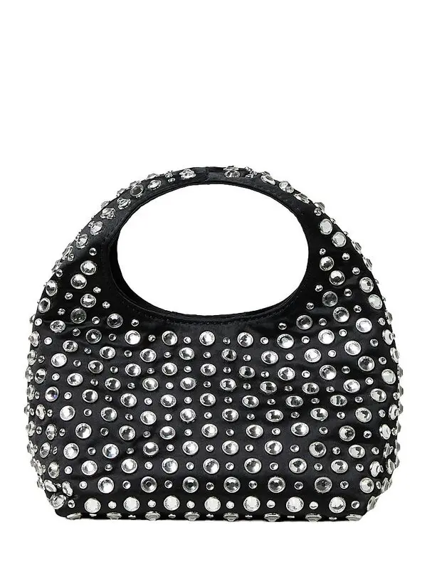 LOEFFLER RANDALL Kenzie Small Rhinestone Embellished Bucket Clutch - Black Crystal