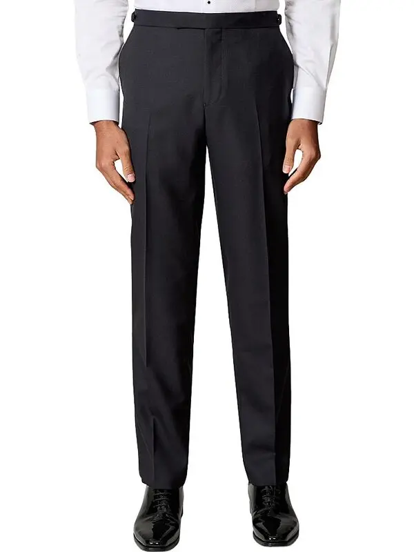 REISS Jacquard Tailored Fit Tuxedo Pants - Navy