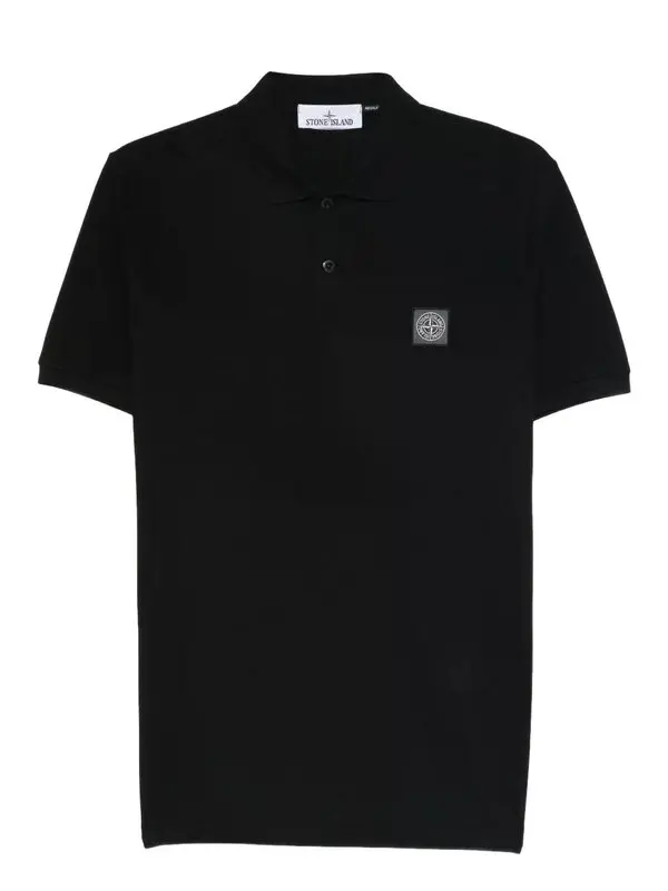 Stone Island Short-sleeve Patch Polo Shirt - Black