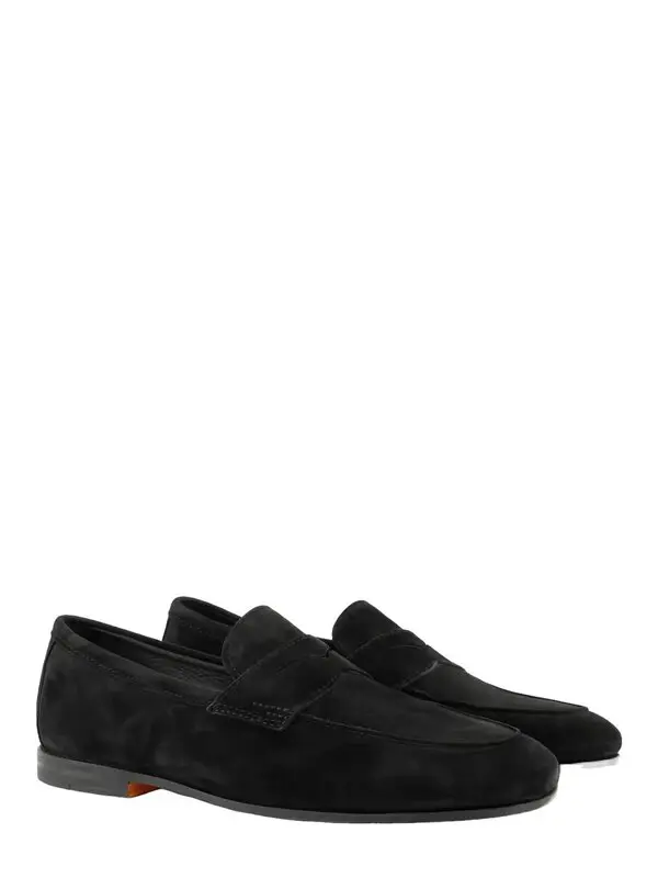 Santoni Flat Penny Loafers - Black
