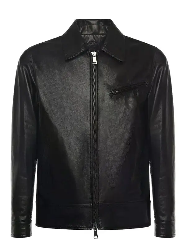 GIULIANO GALIANO Leather Zip-up Jacket - Black