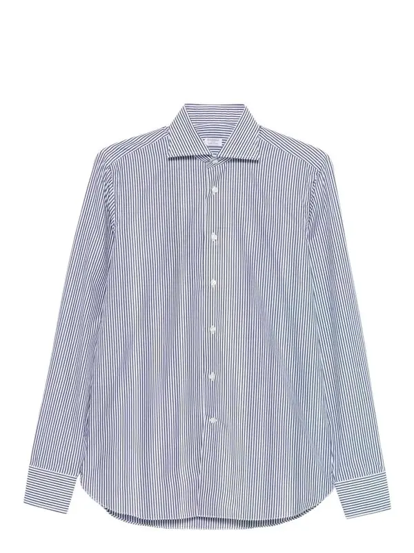 BORRIELLO NAPOLI Striped Cotton Shirt - Blue