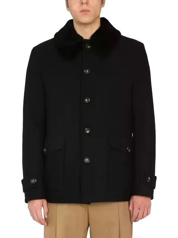 Saint James Pocketed Single-breasted Coat - Black