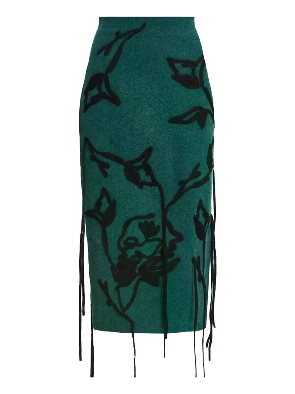 Erdem Merino Wool Pencil Skirt - Green