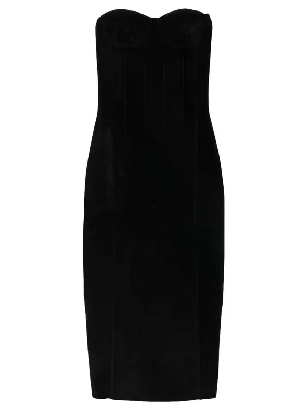 Galvan Titania Bustier Velvet Midi Dress - Black