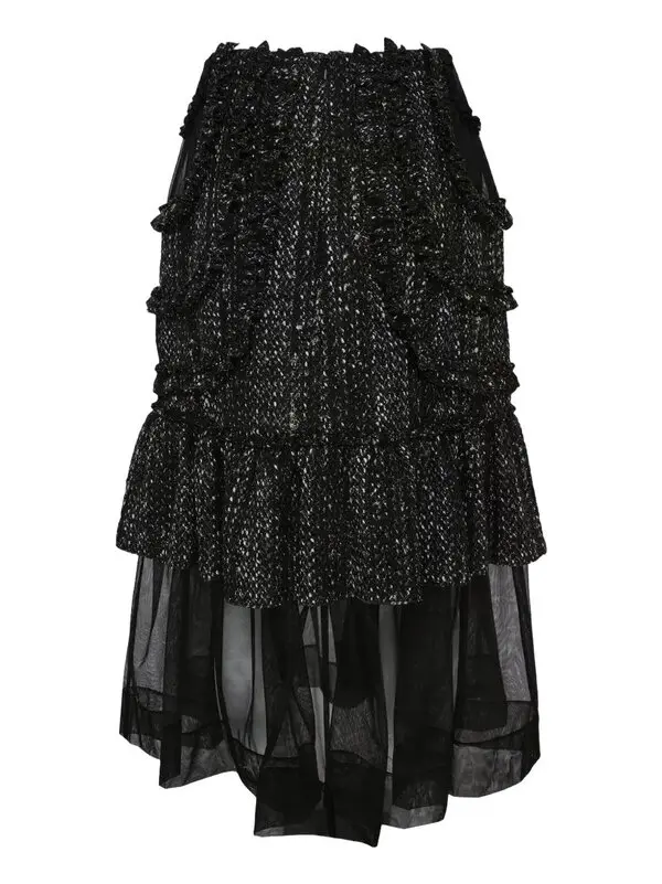 Simone Rocha Multi-frill Patchwork Midi Skirt - Black