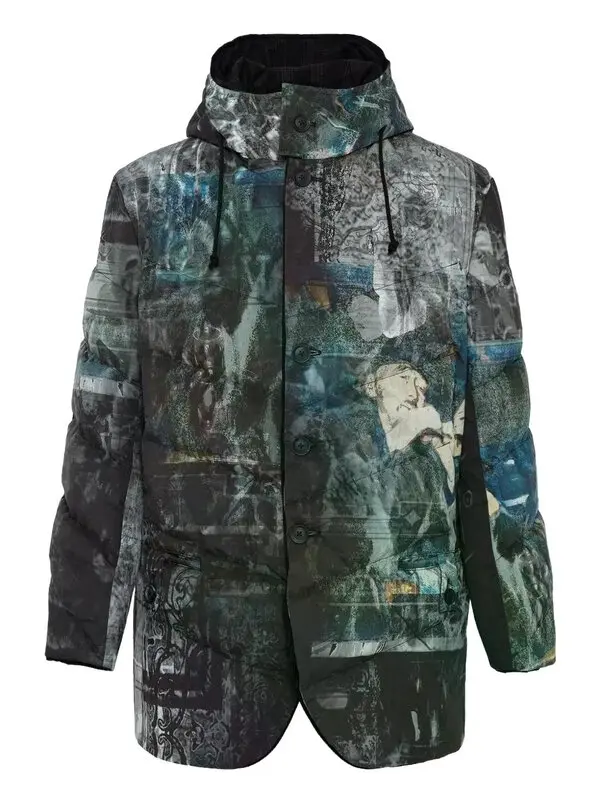Yohji Yamamoto Graphic-print Padded Jacket - Black
