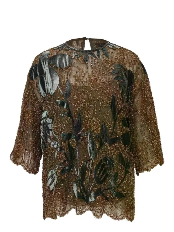 Biyan Flower-embellished Blouse - Brown