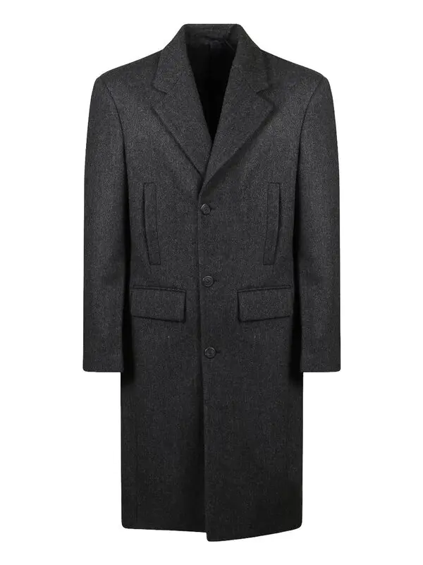 Prada Single-breasted Virgin Wool Coat - Grey