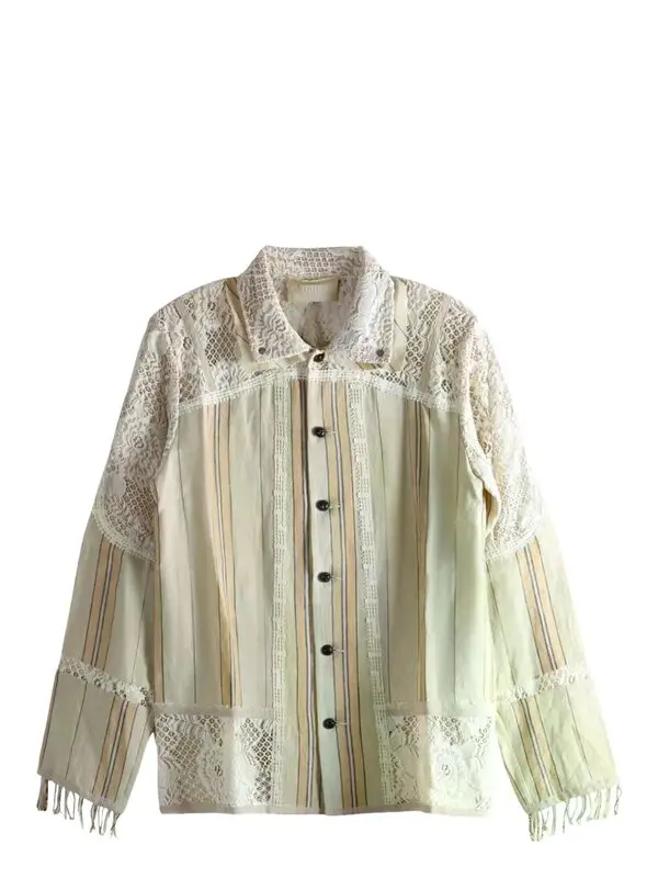 COMMUNS Striped Lace Shirt - Neutrals