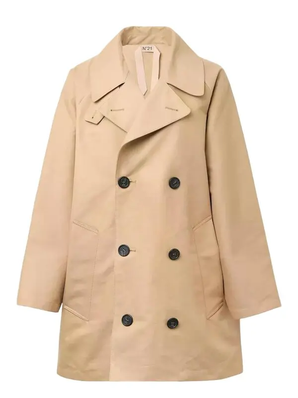 N°21 Buttoned Double-breasted Coat - Neutrals
