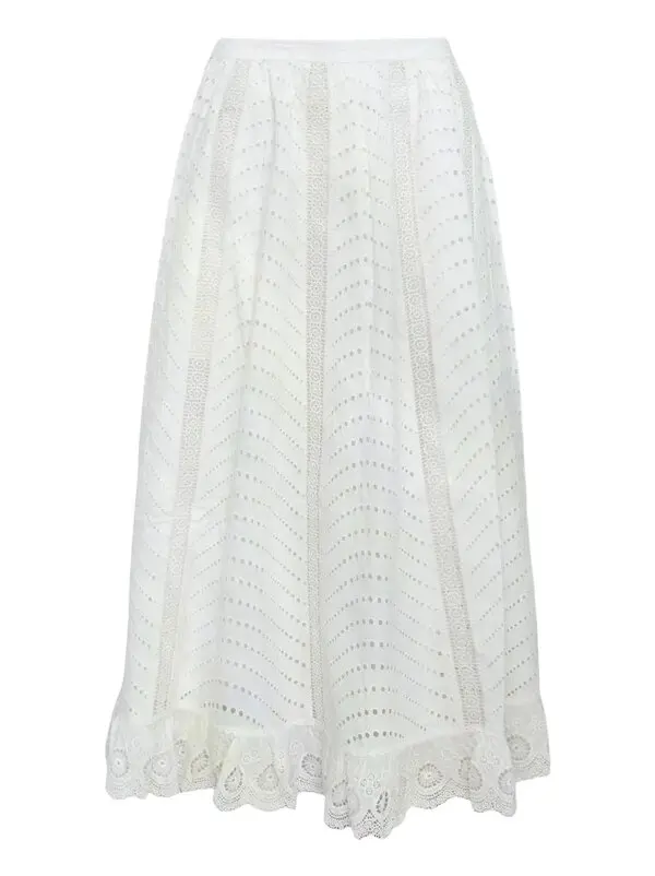 Ulla Johnson Lace-trim Midi Skirt - White