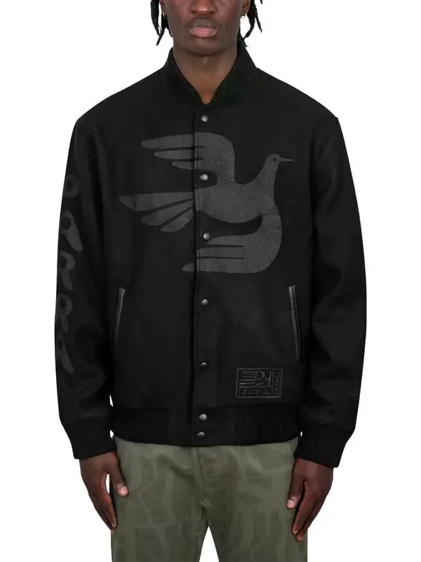 PARRA Graphic Print Varsity Jacket - Black