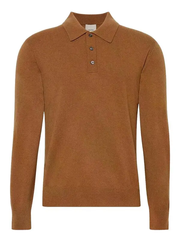 Calvin Klein Polo-collar Cashmere Sweater - Brown