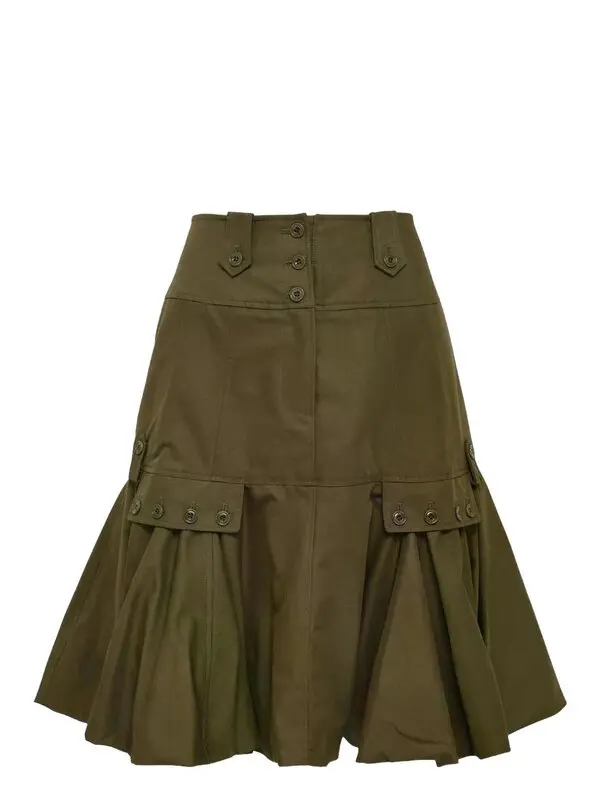 Rokh Pleated Hem Midi Skirt - Green