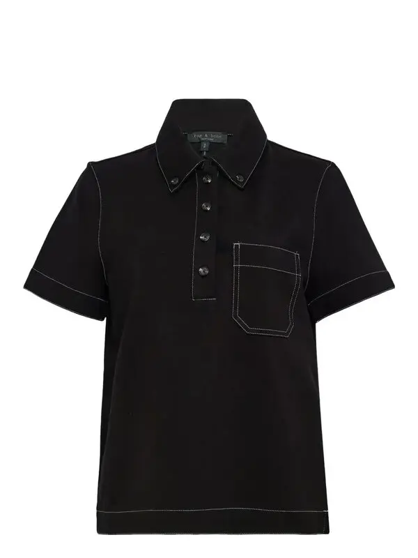 Rag & Bone Irina Contrast-stitch Polo Shirt - Black