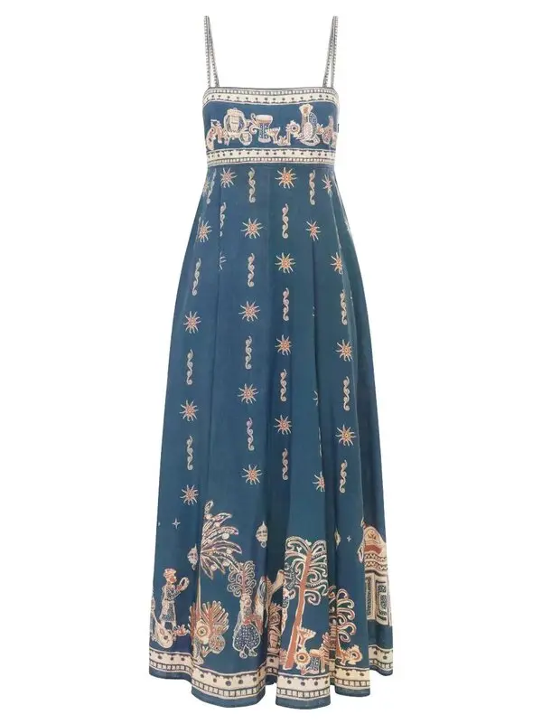ALEMAIS Acacia Printed Midi Dress - Blue