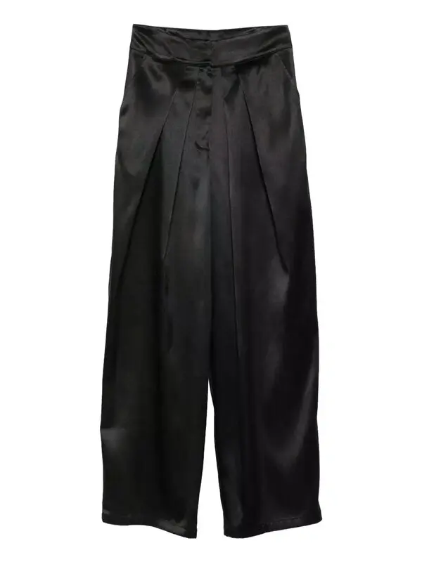RHIZOME Taffeta Pleated Trousers - Black