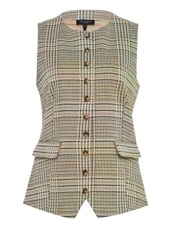 Rag & Bone Irina Ponte Check Waistcoat - Neutrals