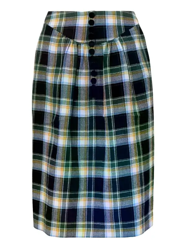 SHUSHU/TONG Pleated Checked Skirt - Black