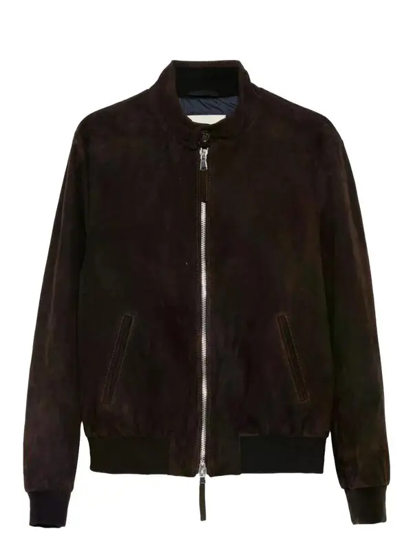 THE JACK LEATHERS Suede Bomber Jacket - Brown