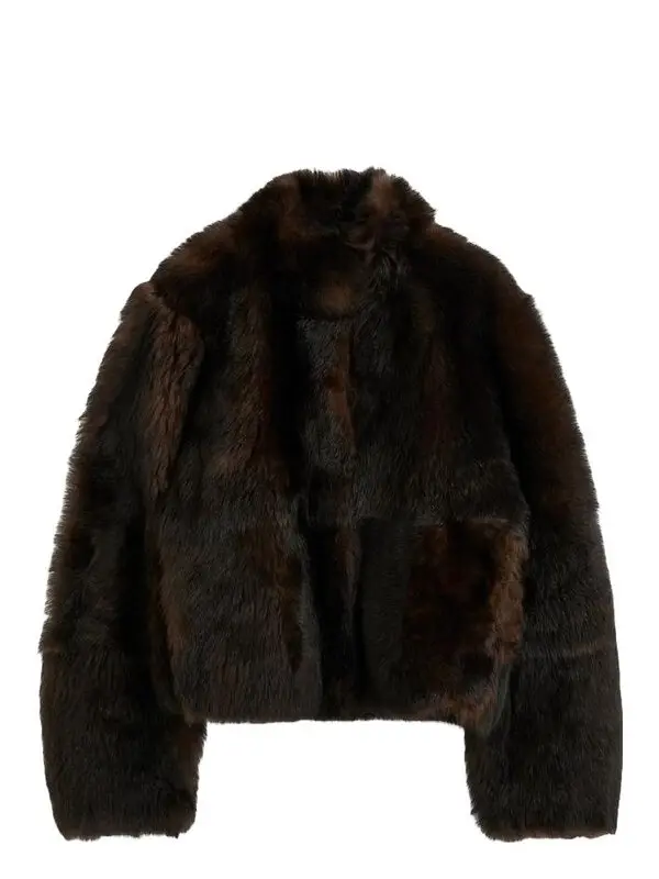 TOTEME Silky Shearling Jacket - Dark Brown