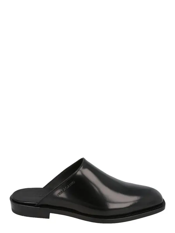 FERRAGAMO Gasco Leather Mules X Wide - Black